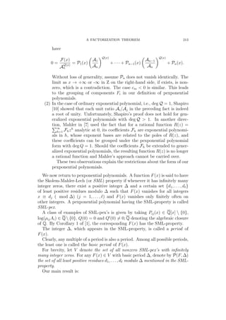 A factorization theorem for generalized exponential polynomials with infinitely many integer ...