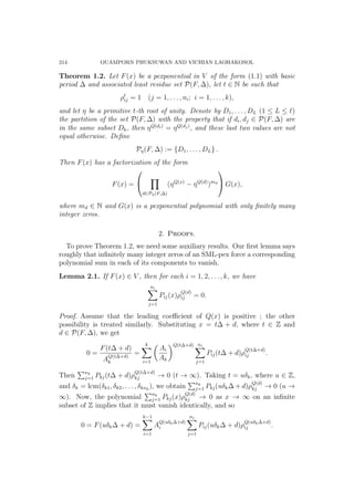A factorization theorem for generalized exponential polynomials with infinitely many integer ...