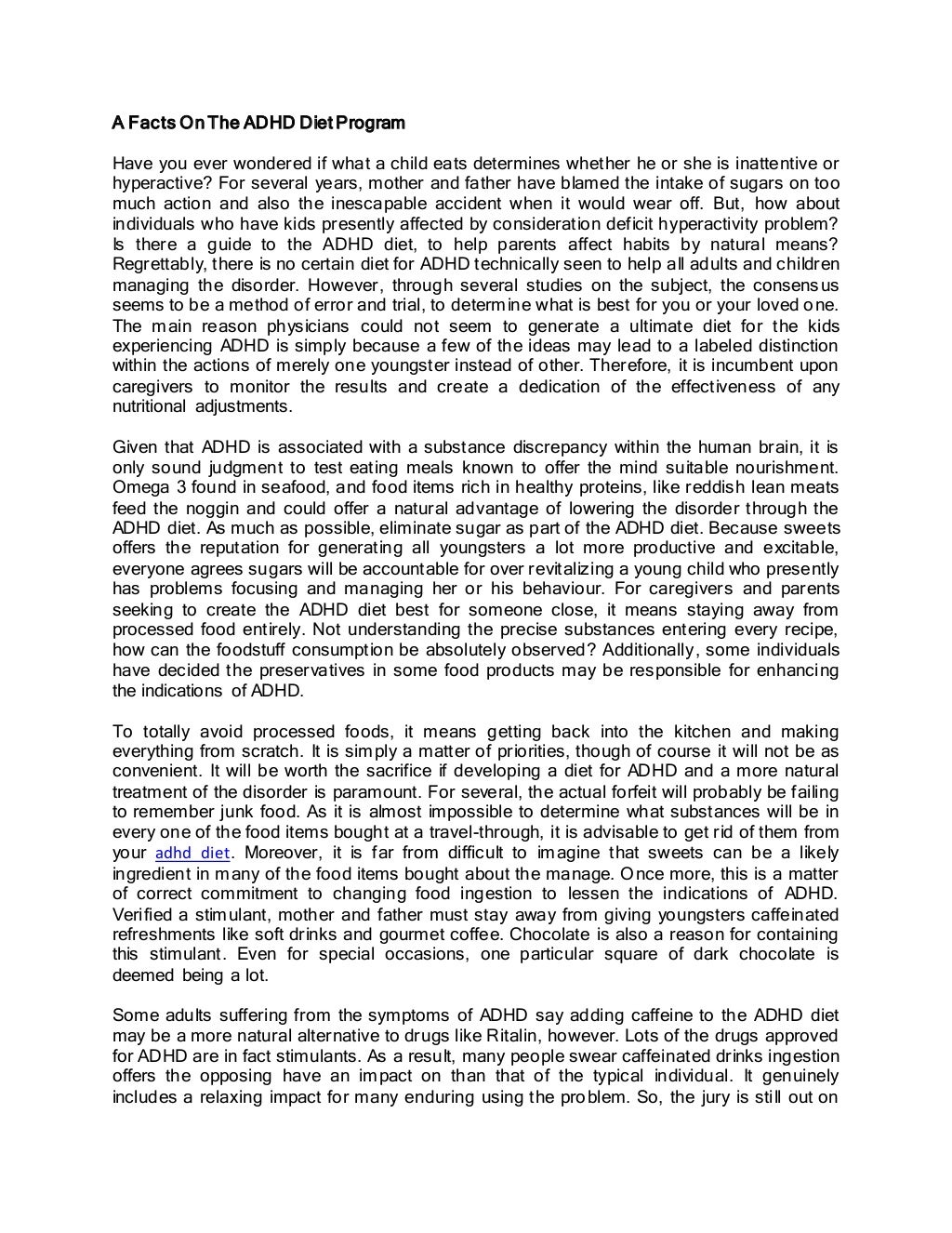 A Facts On The Adhd Diet Program a-facts-on-the-adhd-diet-program