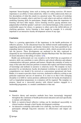 A Faculty Development Workshop In Narrative-Based Reflective Writing | PDF