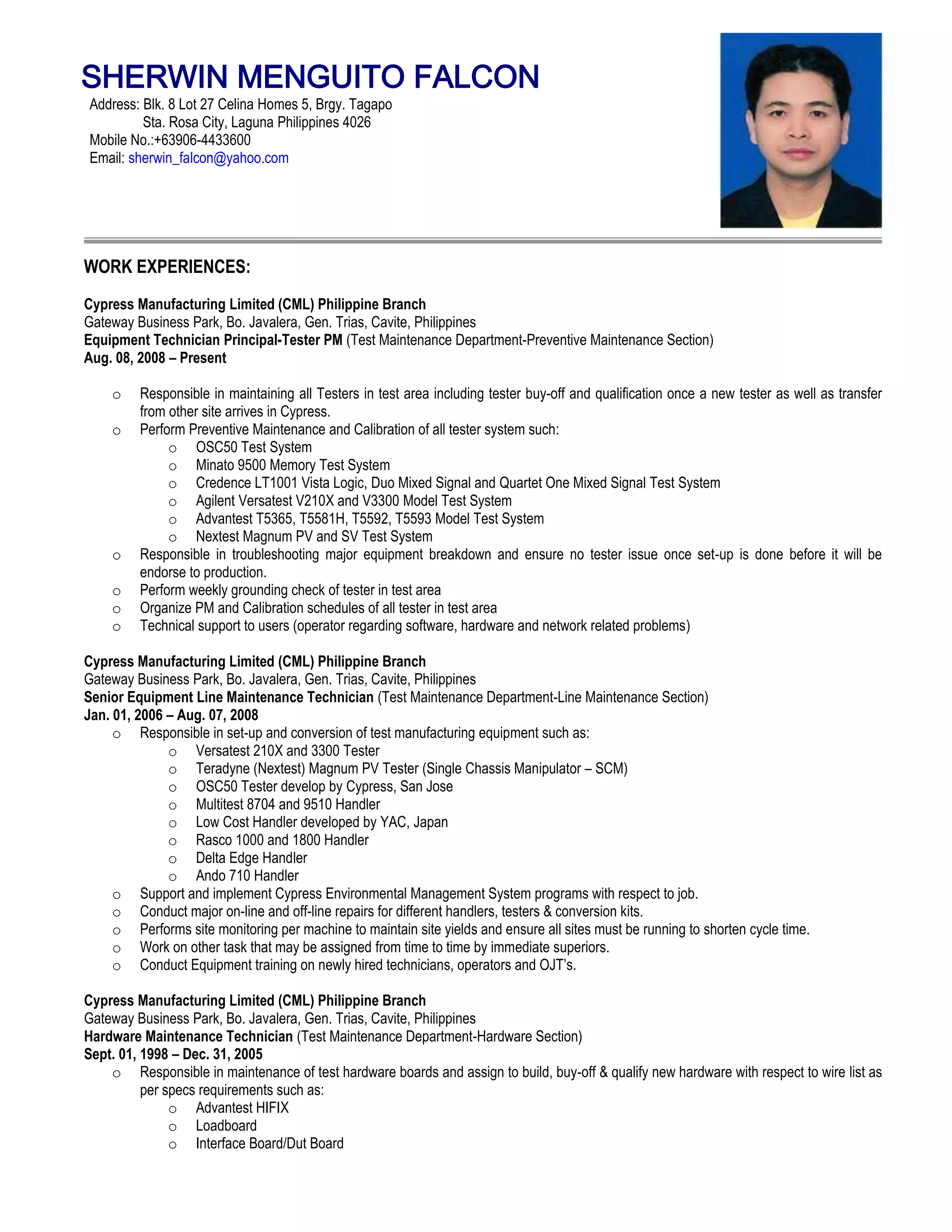 Sherwin Falcon resume | PDF