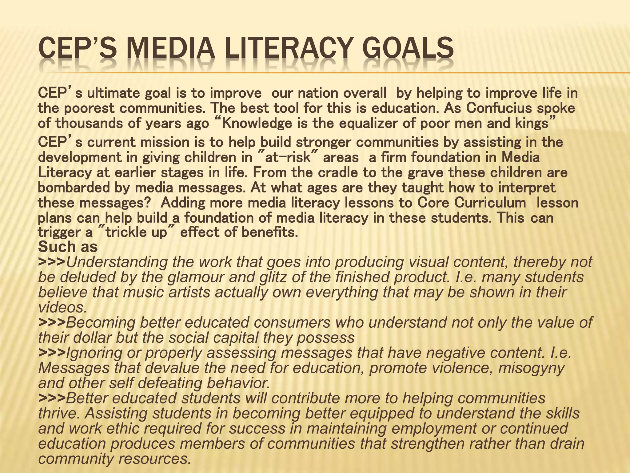 outline of media literacy program | PPTX