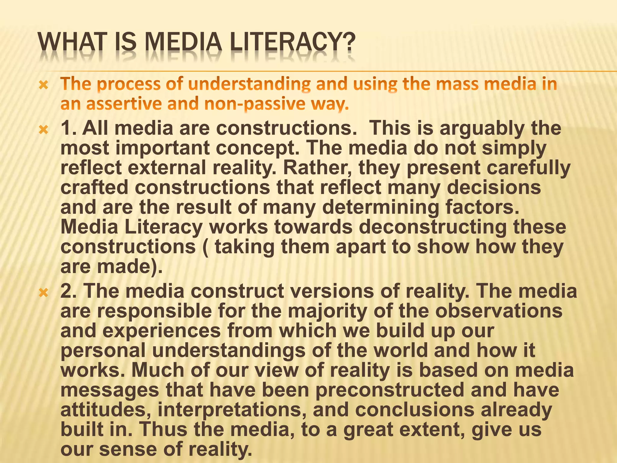 outline of media literacy program | PPTX