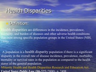 A faith based approach for elimination of health disparities | PPT