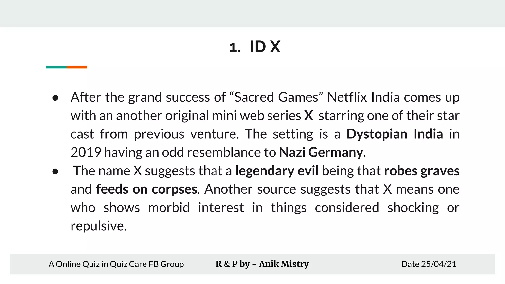 A fandom quiz on indian web series by anik mistry | PDF