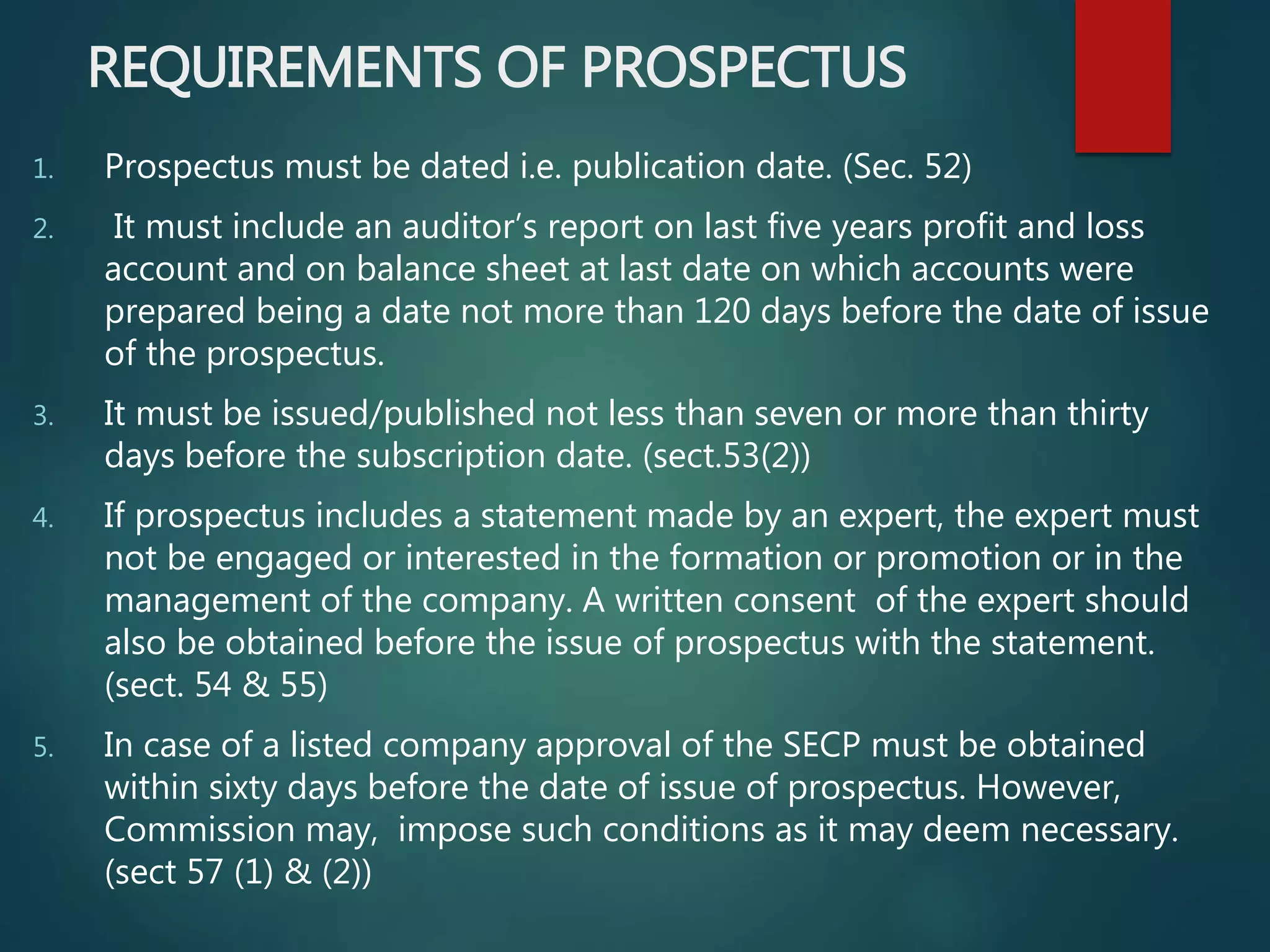 prospectus of a company | PPTX