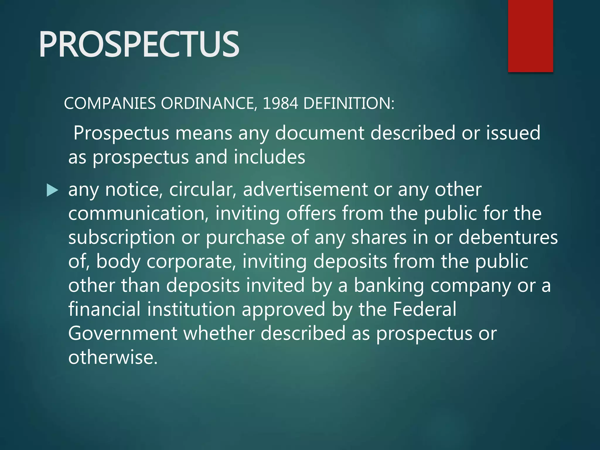 prospectus of a company | PPTX