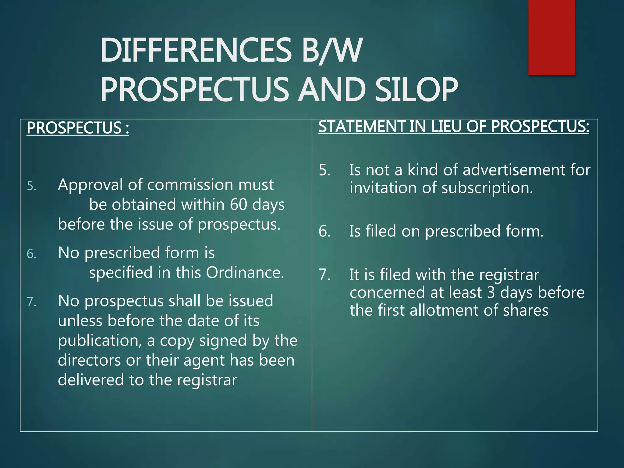 prospectus of a company | PPTX