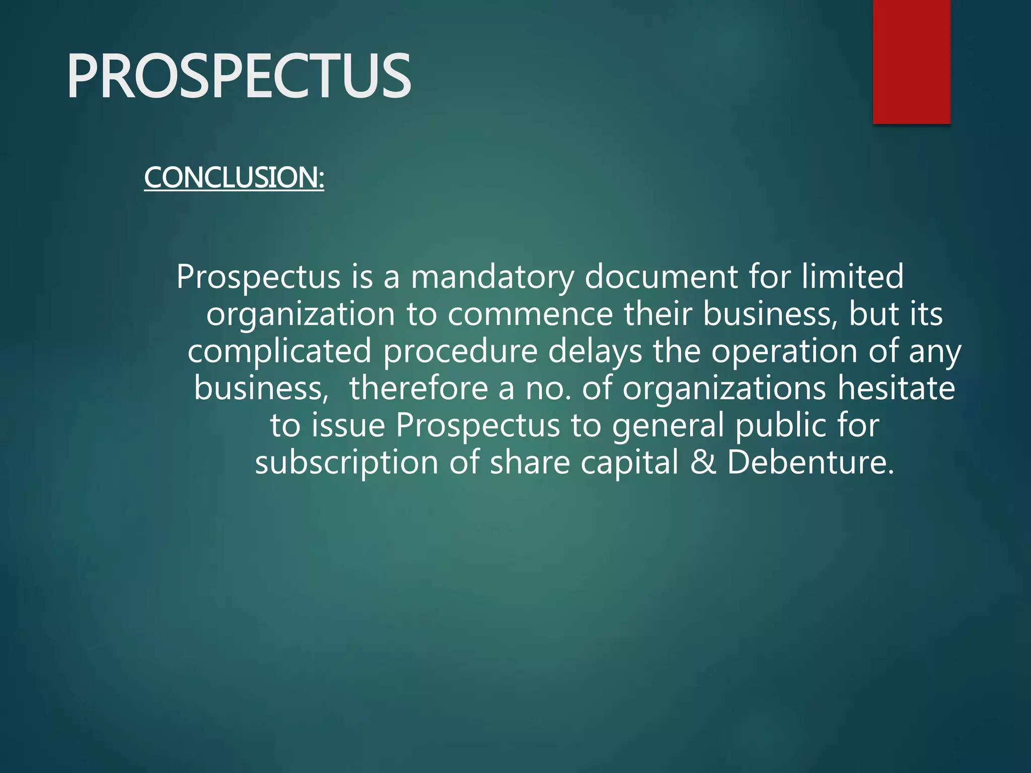 prospectus of a company | PPTX