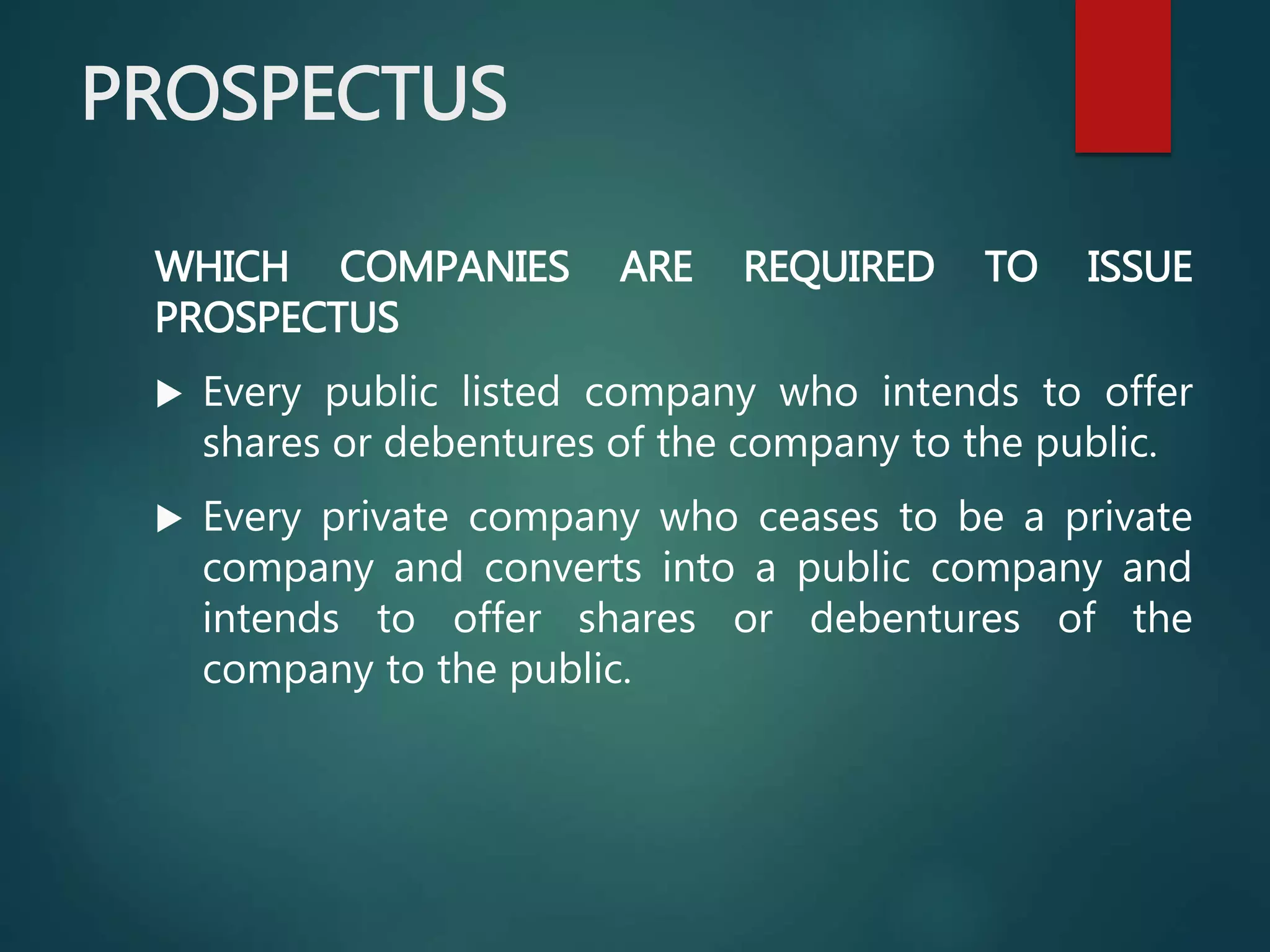 prospectus of a company | PPTX