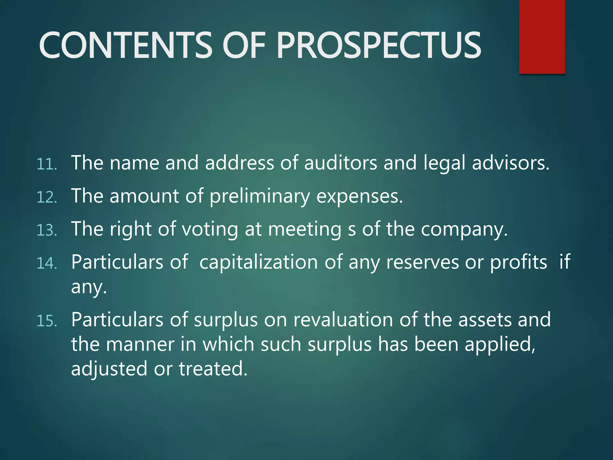 prospectus of a company | PPTX