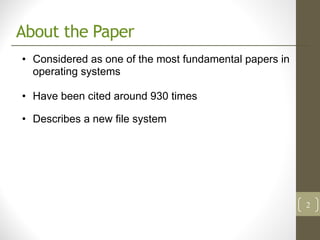 A fast file system for unix presentation by parang saraf (cs5204 VT ...