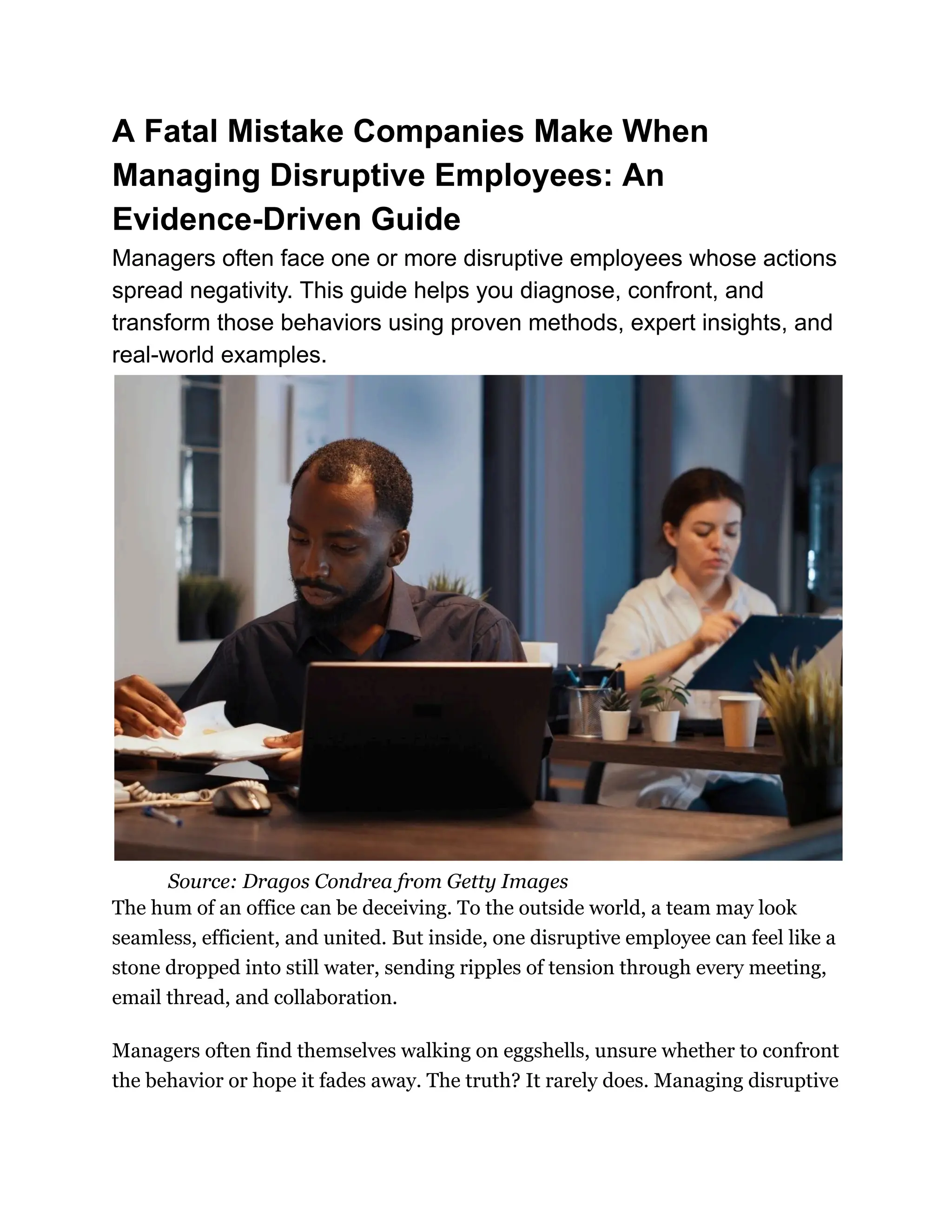 A Fatal Mistake Companies Make When Managing Disruptive Employees_ An ...