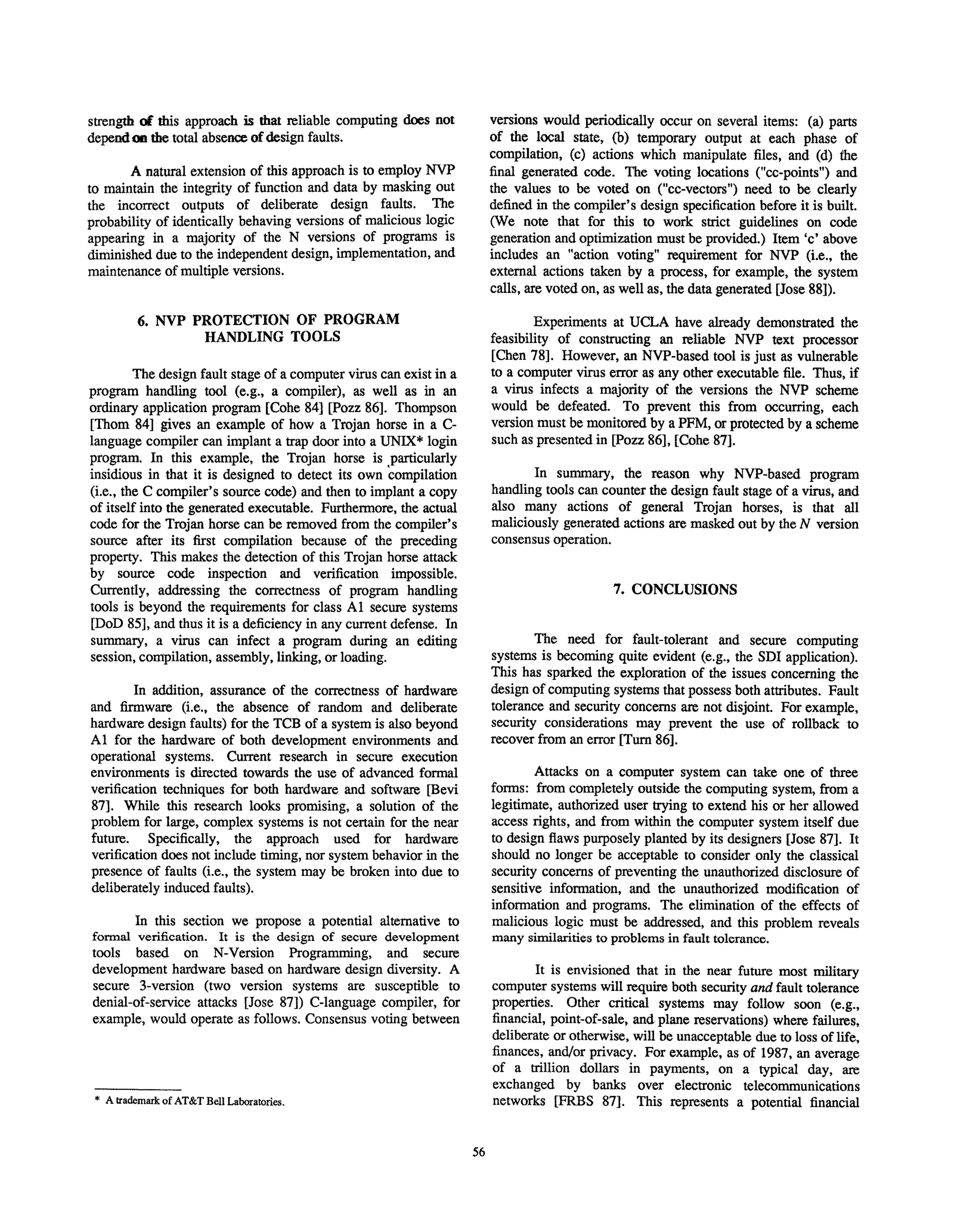 A Fault Tolerance Approach To Computer Viruses Pdf Computing