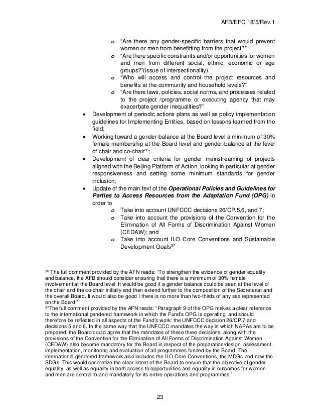 Proposals for Gender Policies and Action Plan of the Fund