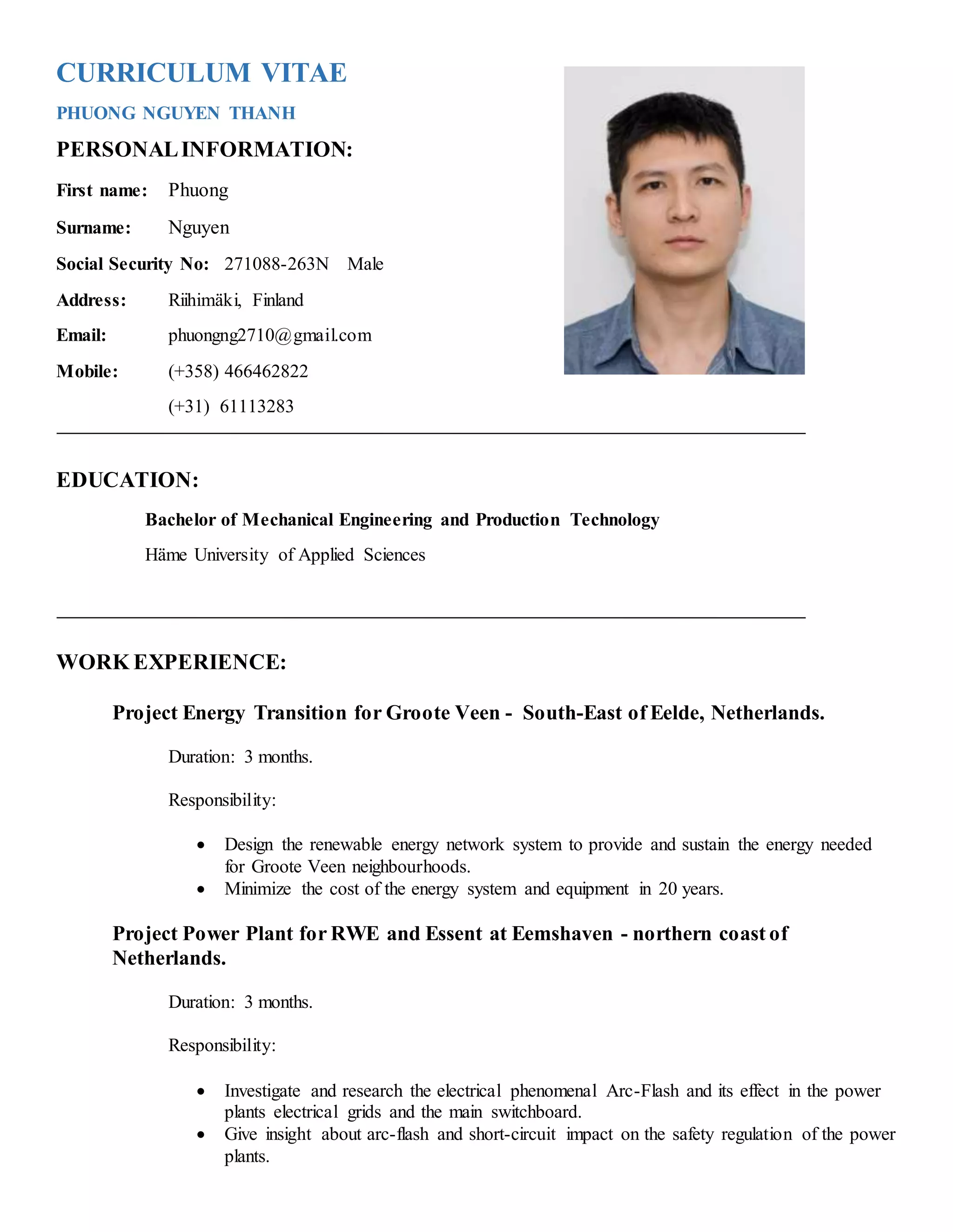 PHUONG NGUYEN - CV - 2016 | DOCX | Civil Engineering Industry | Industries