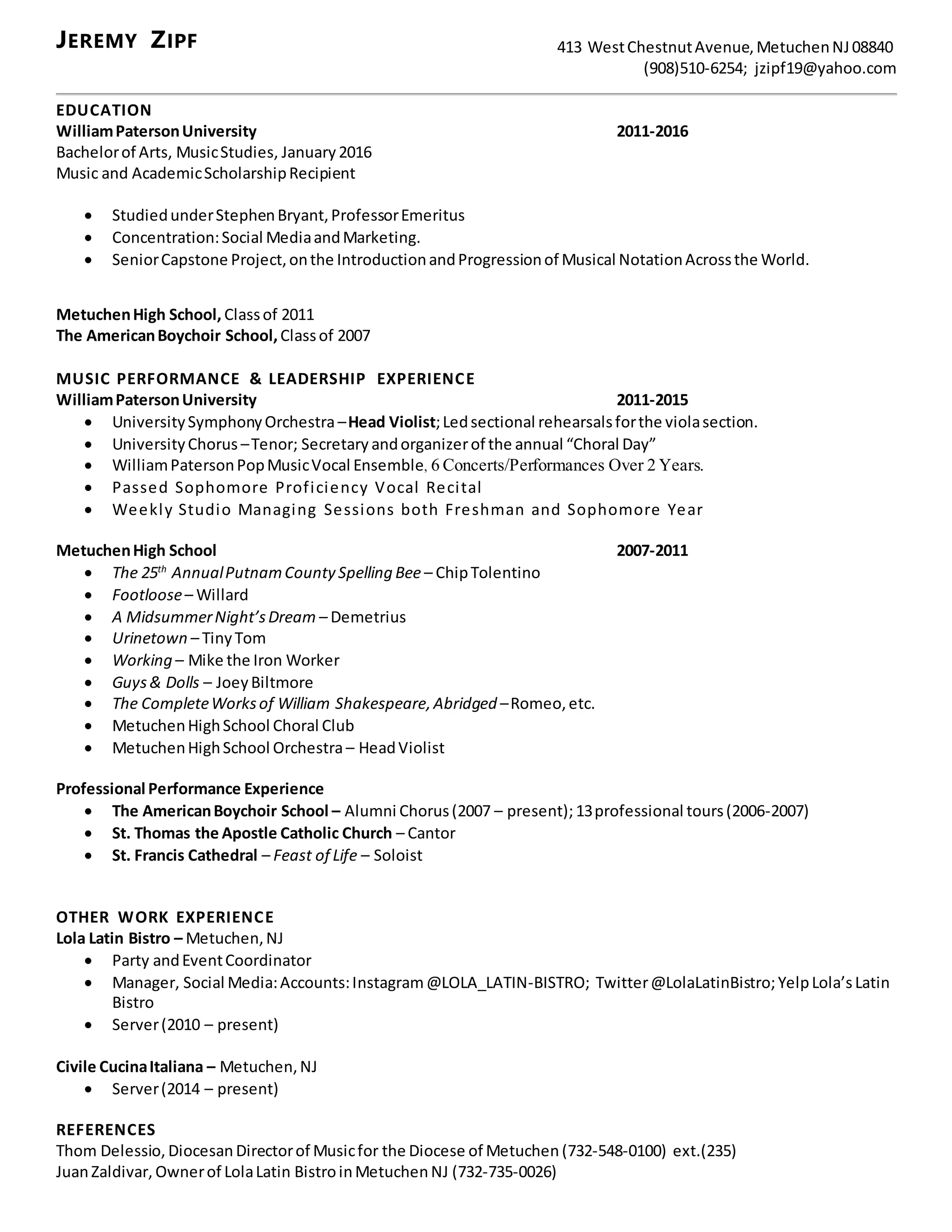 Jeremy Zipf Resume Final | PDF