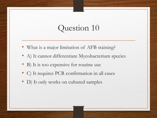AFB Staining Quiz for Sophomore Nursing Students | PPTX