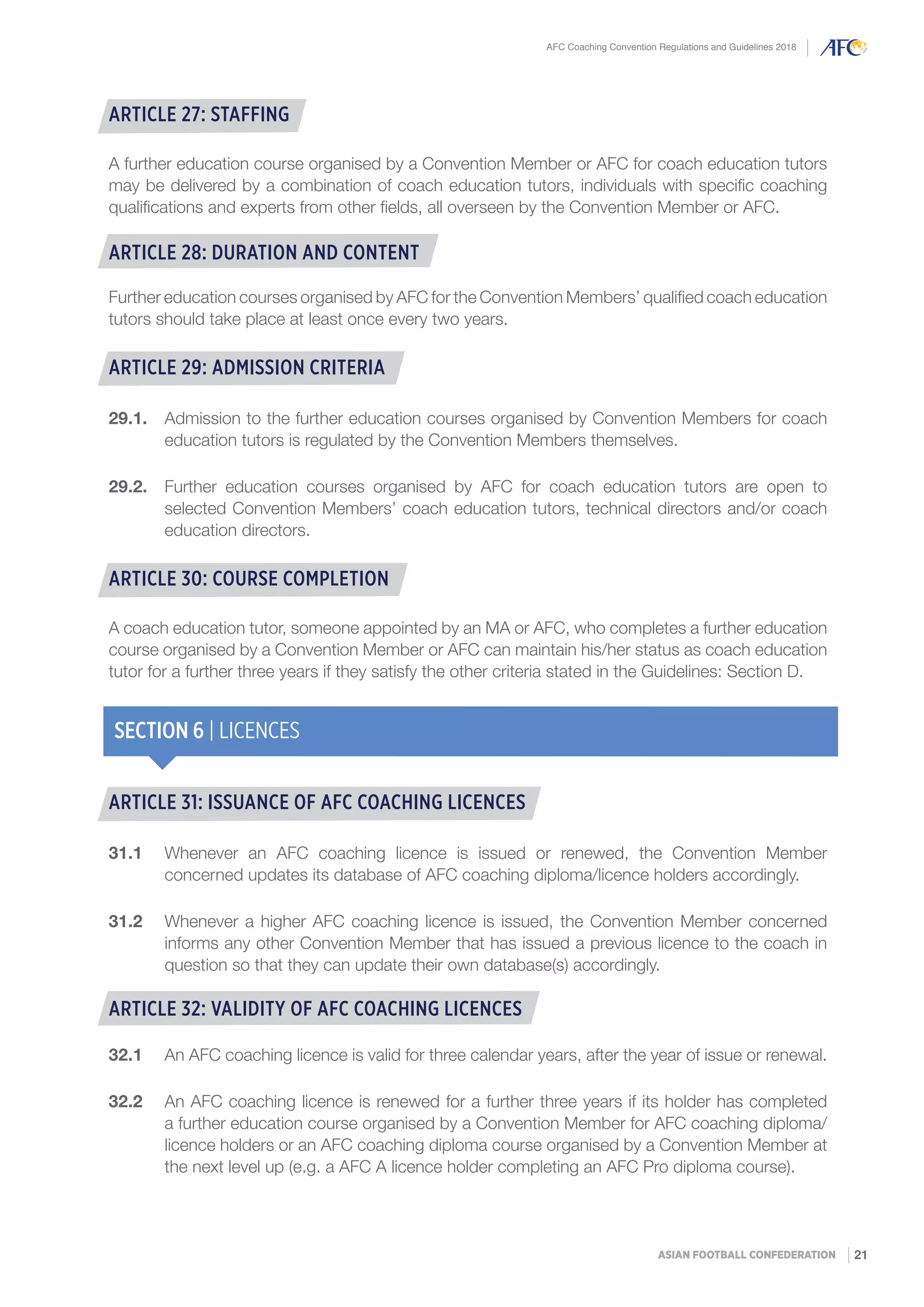 Afc coaching-convention-regulations-and-guidelines-2018-x3719 | PDF