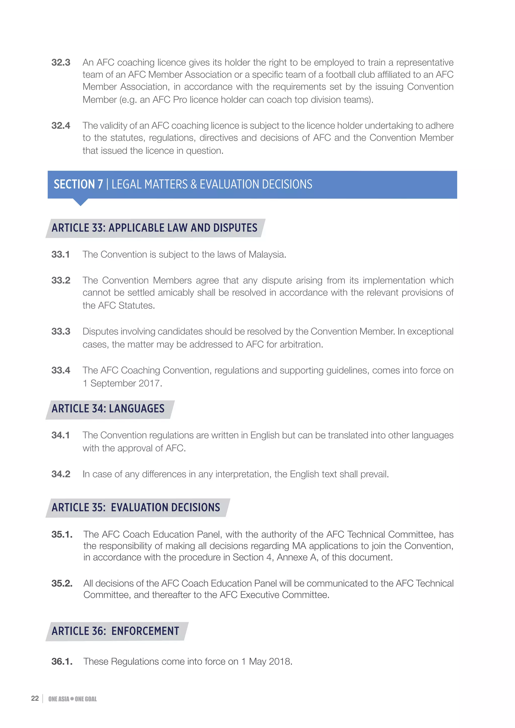 Afc coaching-convention-regulations-and-guidelines-2018-x3719 | PDF