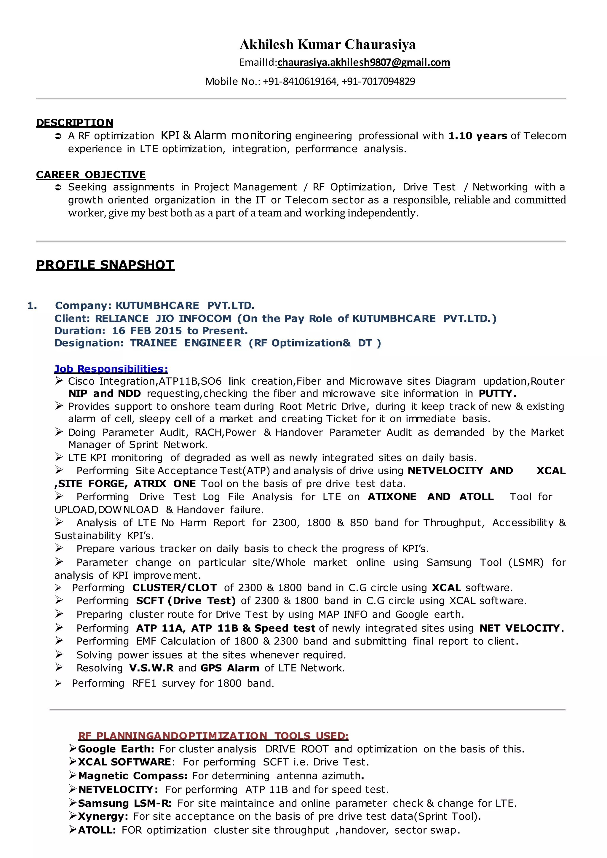 Akhilesh cv for noc | DOCX