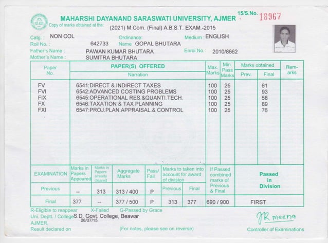 M.COM FINAL ABST.PDF | Educational Assessment | Education