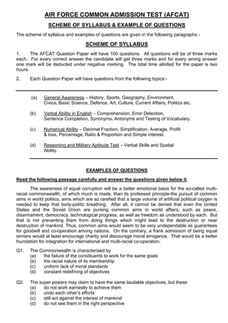 Afcat syllabus-scheme | PDF