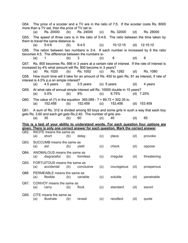 Afcat question paper | PDF
