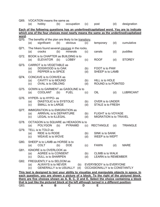 Afcat question paper | PDF