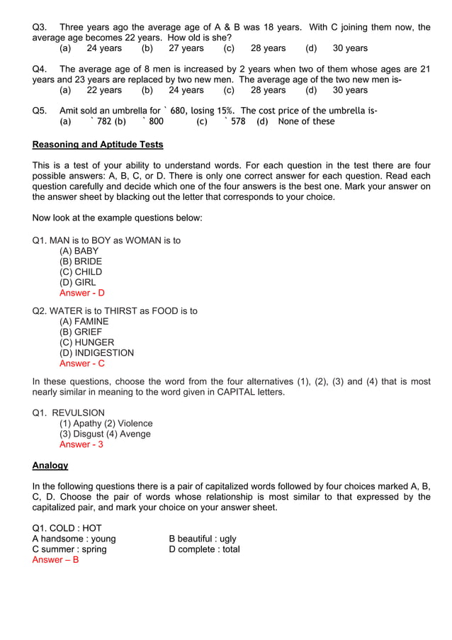Afcat sample question paper | PDF
