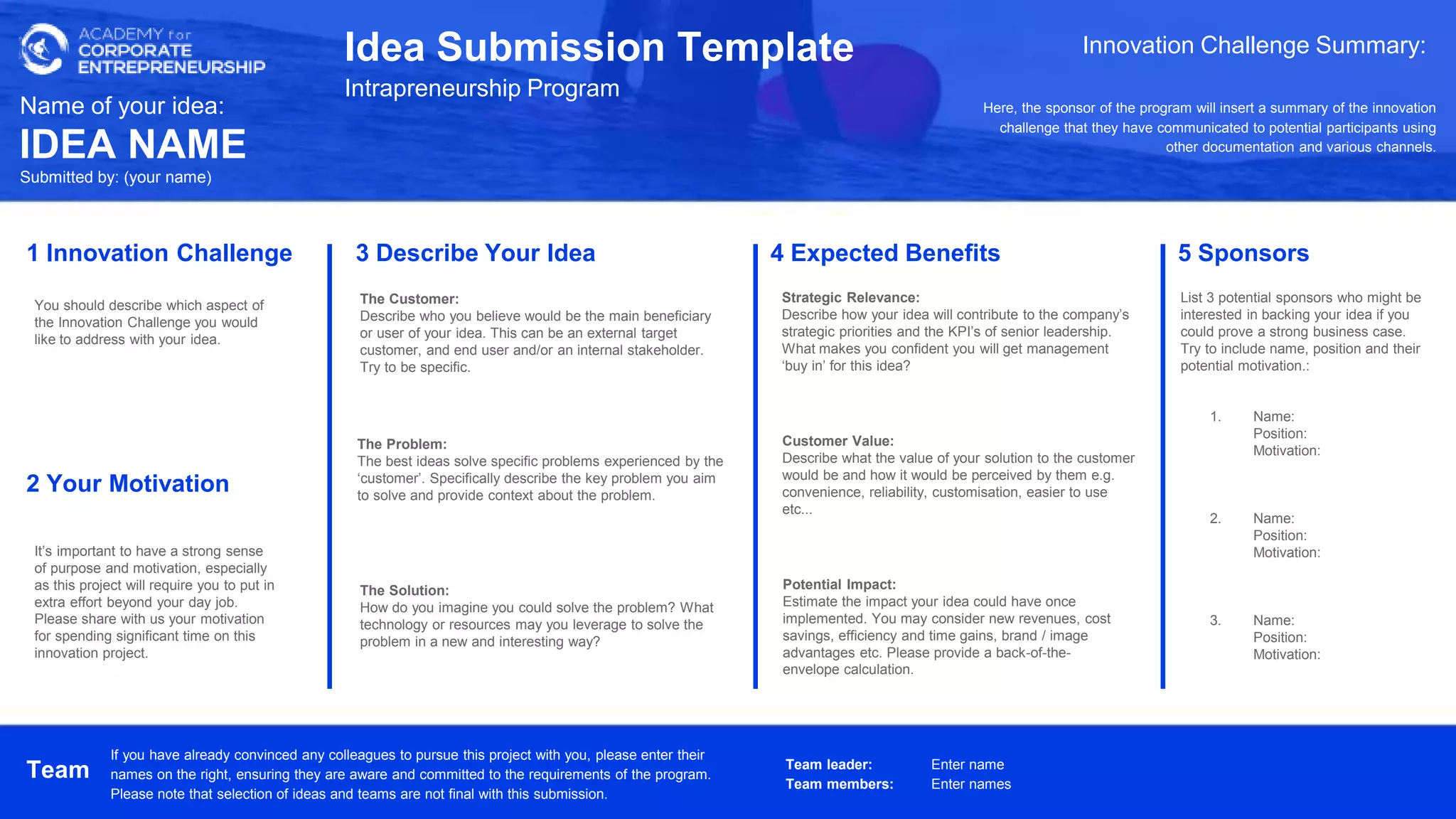 AfCE Innovation Idea Submission Template | PPTX