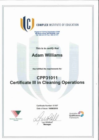 Certificate III in Cleaning Operations | PDF
