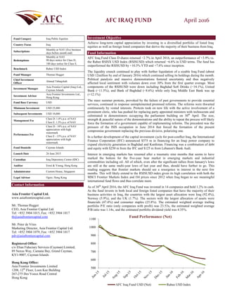 AFC Iraq Fund April 2016 Fund Factsheet | PDF | Mutual Funds | Personal ...