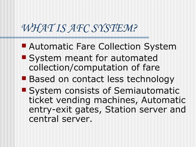 Afc system overview | PPS | Computer Networking | Computing