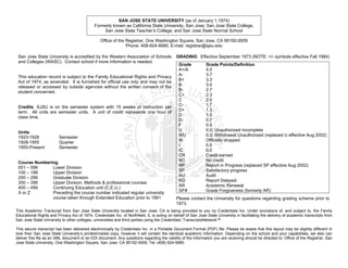 Official SJSU Transcript 2016 | PDF