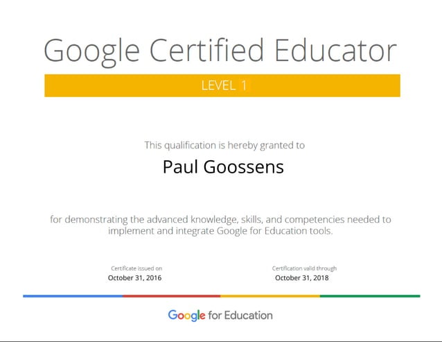 Google Certified Eduator Level 1 Certificate | PDF