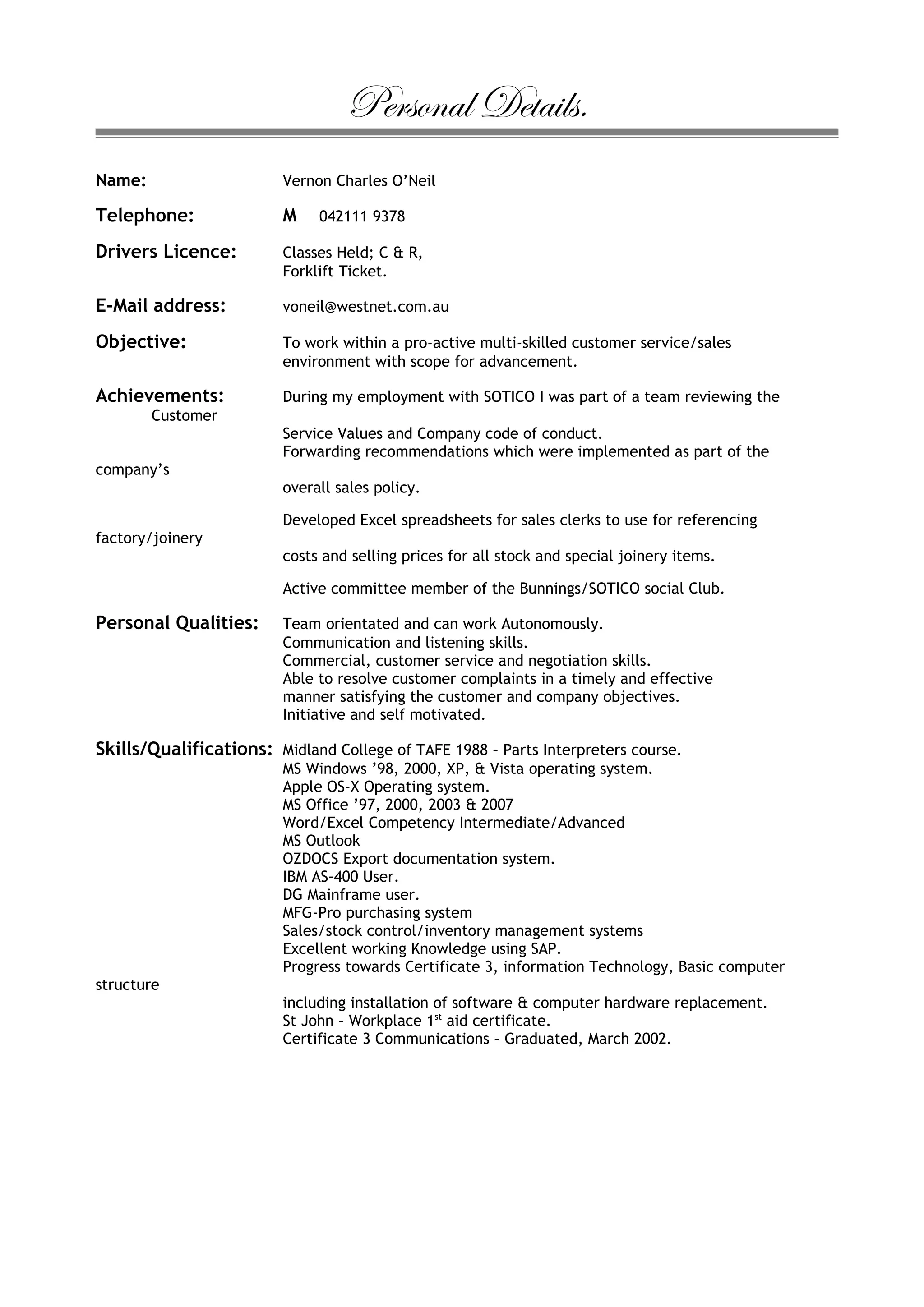 Resume Complete | DOC