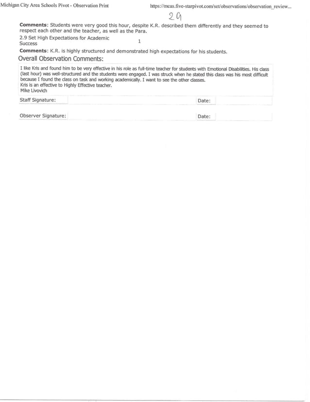 MCAS ObservationRiseTeacher | PDF