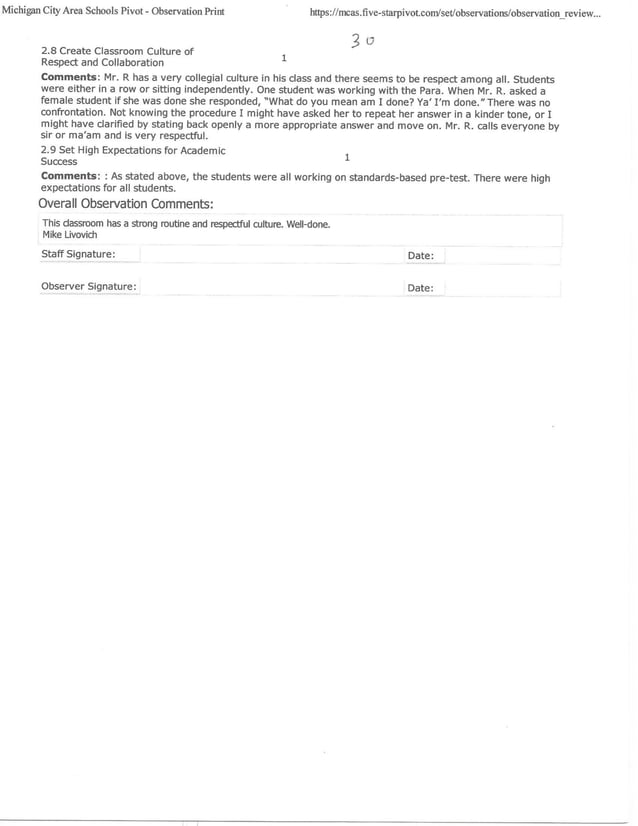 MCAS ObservationRiseTeacher | PDF