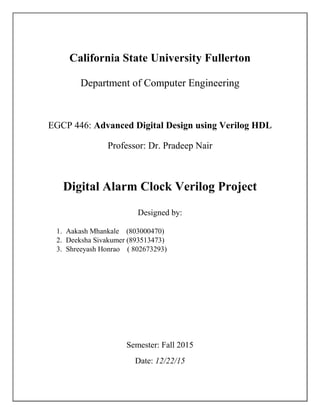 Digital Alarm Clock 446 project report | PDF