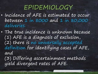 amniotic fluid embolism and cardiac arrest in pregnancy | PPTX