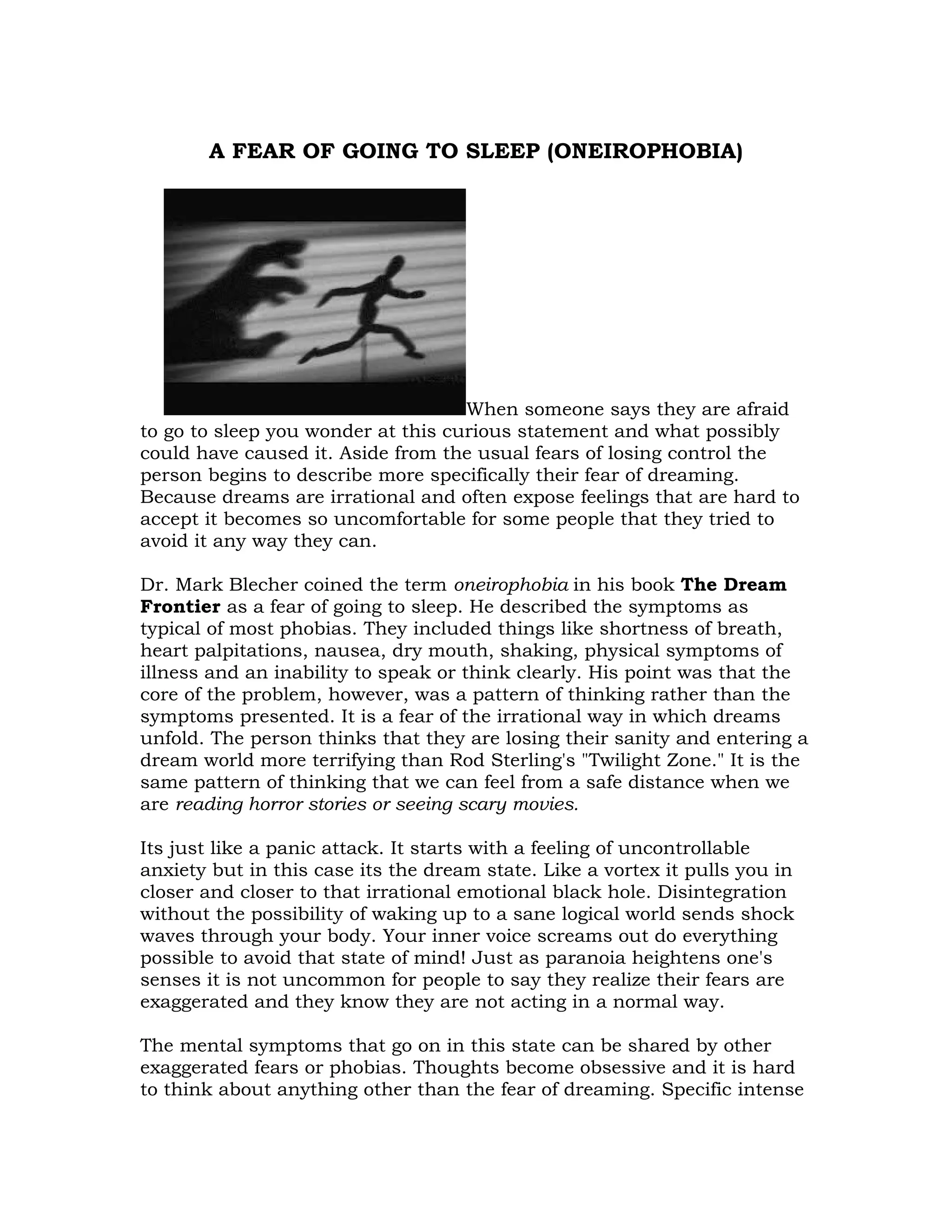 A fear of falling asleep oneirophobia symptoms and causes | DOC