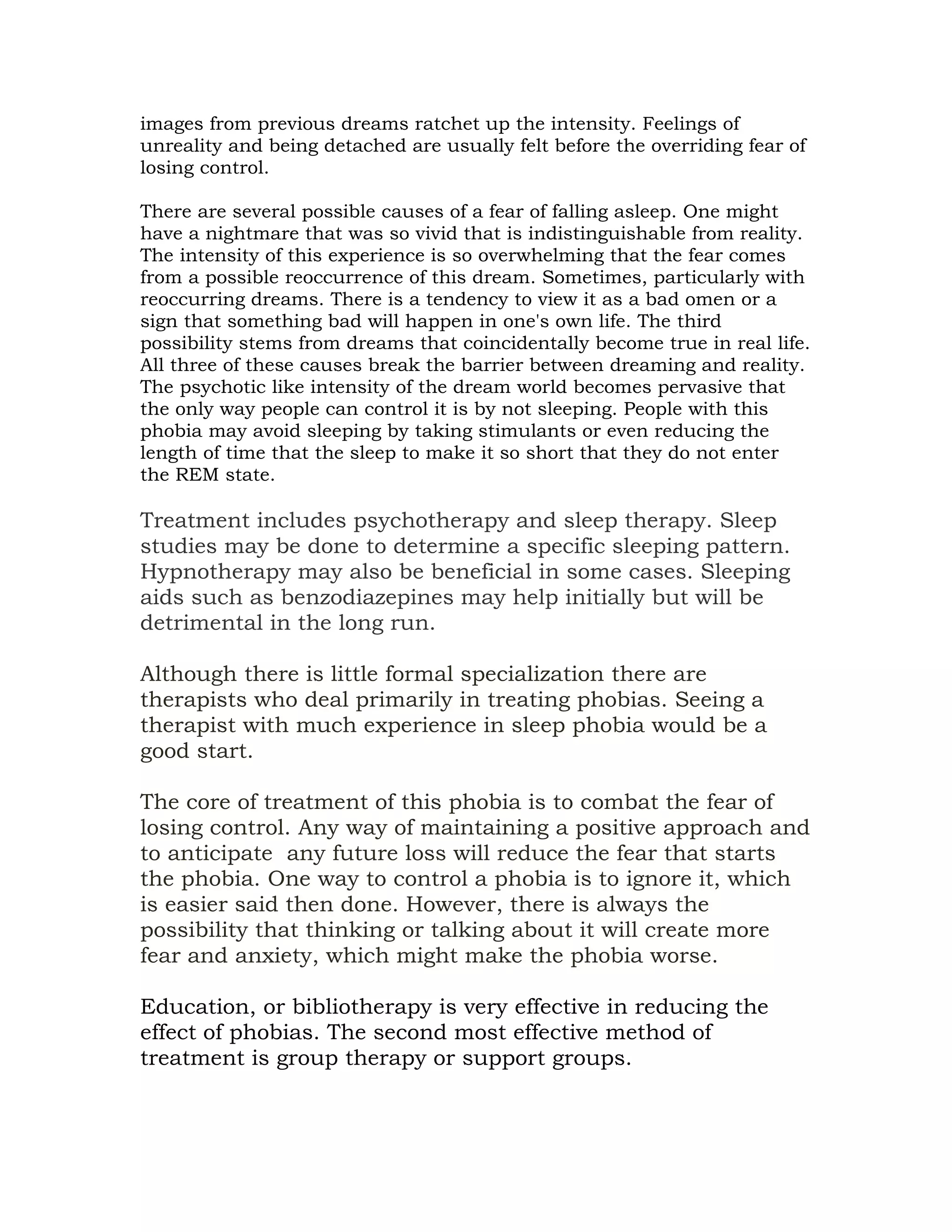 A fear of falling asleep oneirophobia symptoms and causes | DOC