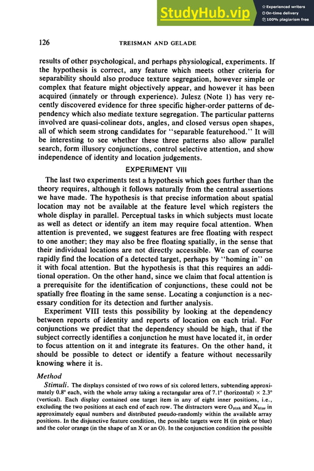 A Feature Integration Theory Of Attention Pdf Physics Science