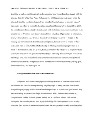 Counseling Individuals with Didsabilities A New Formula | PDF