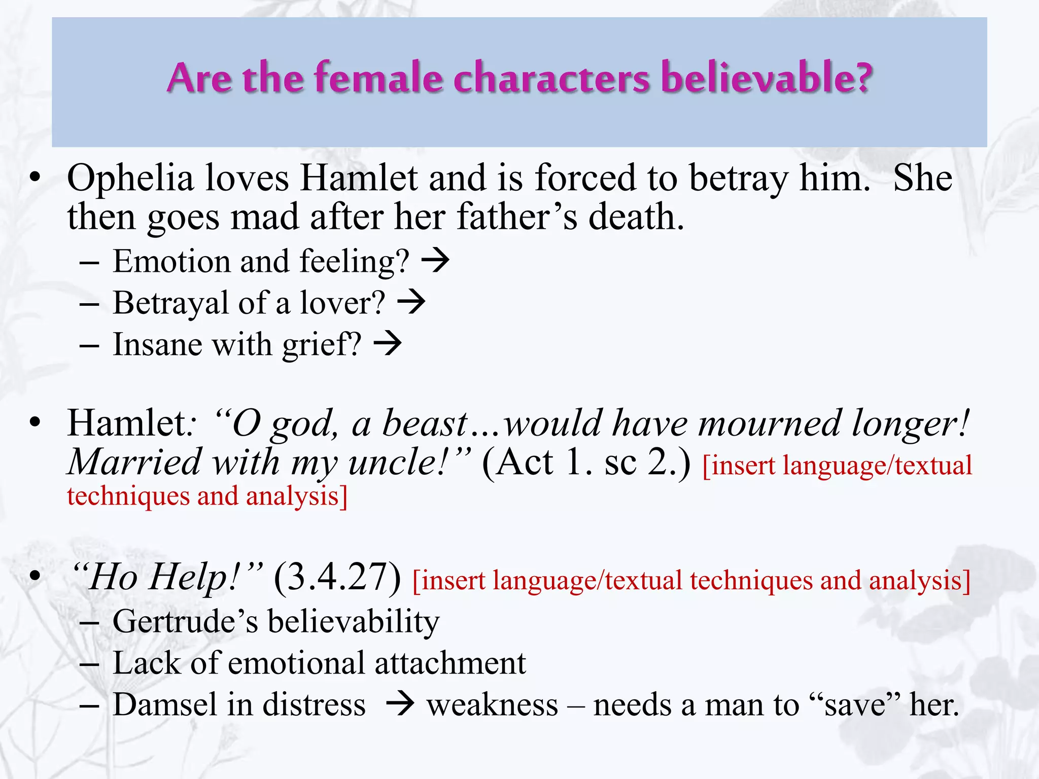 A Feminist reading of HAMLET | PPT