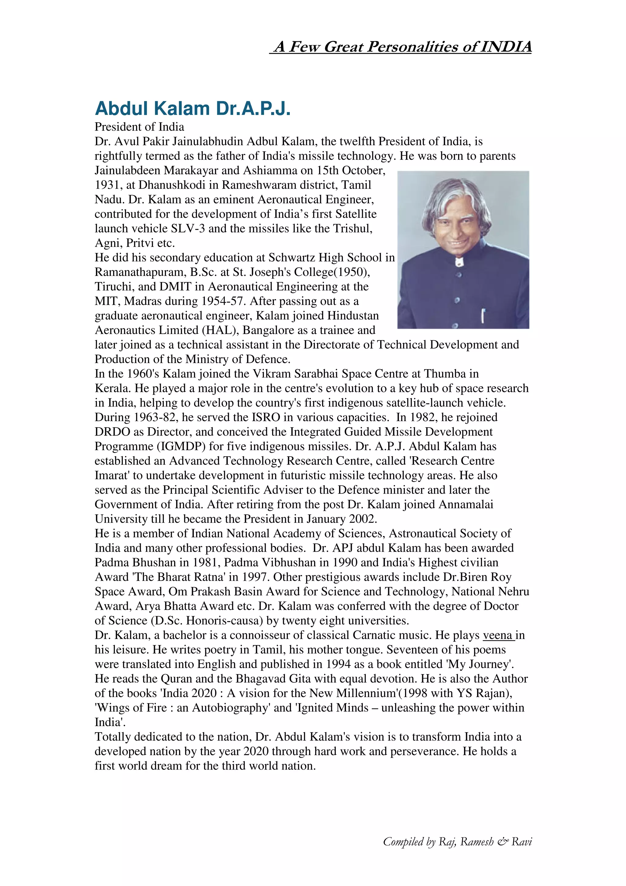 A few great indian personalities | PDF