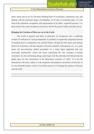 A Few Observations On Unity In Diversity | PDF