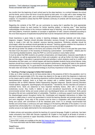 A Few Reflections On Specific Learning Disorders And Foreign Language Teaching In Italian ...