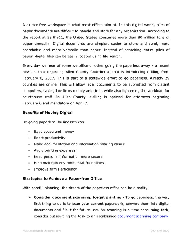 A few steps to create a paperless office | PDF